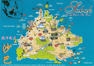 Postcard A La Carte 2: Malaysia - Sabah - Map of Sabah State