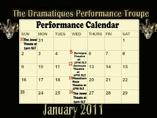 THE DRAMATIQUES PERFORMANCE TROUPE: January 2011 Performance Calendar