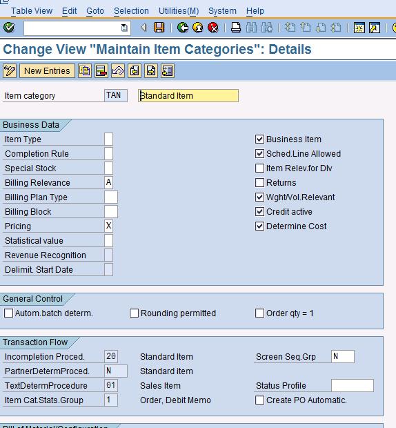 SAP Treasure Box: Creating Sales Item Category