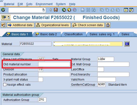 SAP Treasure Box: Changing of old material number in MM02
