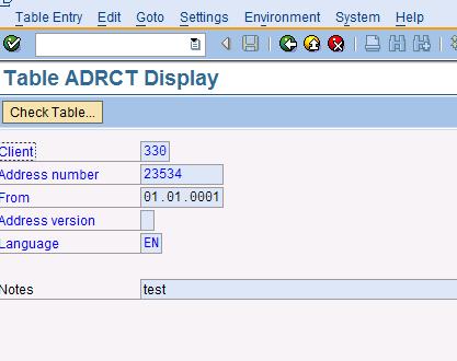 SAP Treasure Box: ADRCT table