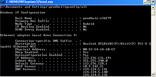 information4all: Windows IP Configuration Tool (ipconfig)