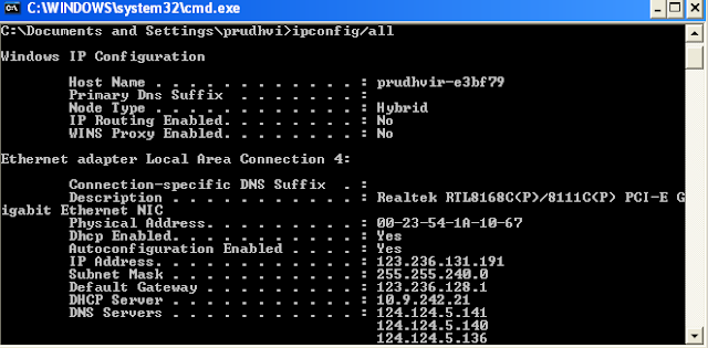 information4all: Windows IP Configuration Tool (ipconfig)