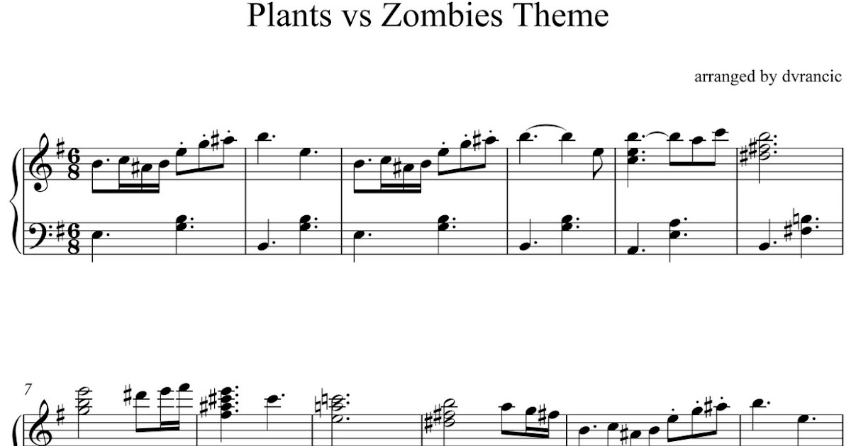 Plants vs. Zombies Free Sheet Music: Plants vs. Zombies - Free Piano ...