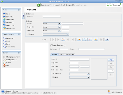 Ubuntu Living: OpenBravo POS screenshots
