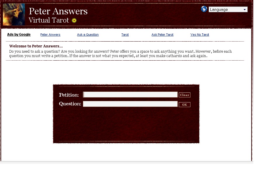 حر حندرين: RAHASIA SITUS PETER ANSWER (VIRTUAL TAROT)