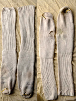 loss prevention: Vintage Washington Bullets Manute Bol game worn socks