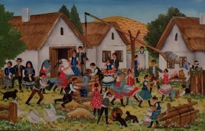 Makai Hedvig festményei: Húsvéti locsolás