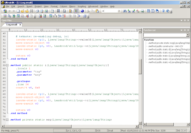android cracking: smali syntax highlighting for ultraedit