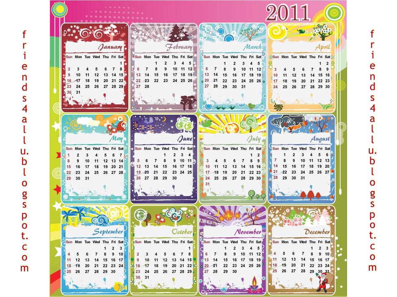 Friends4allu - The True Friendship Site: New Year 2011 Calendars