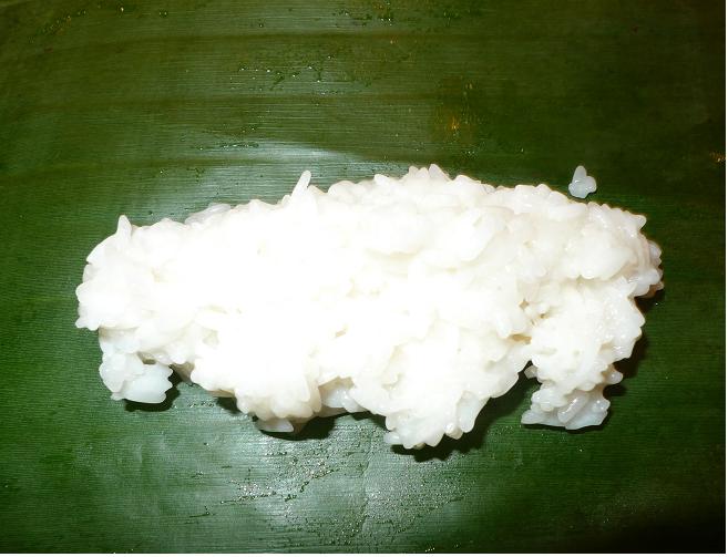 Amporn's Thai Kitchen: Steamed Thai Banana with Sticky rice in Banana leaf.