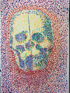 Art and Crocheted Work: Skull in Pointillism