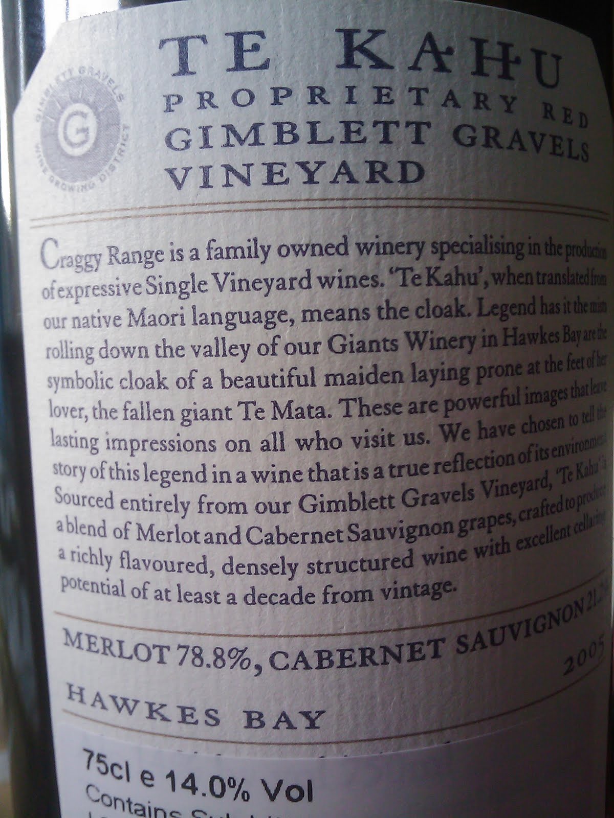 WINE IN SWEDEN: TN : Craggy Range Te Kahu Single Vineyard 2005 ...
