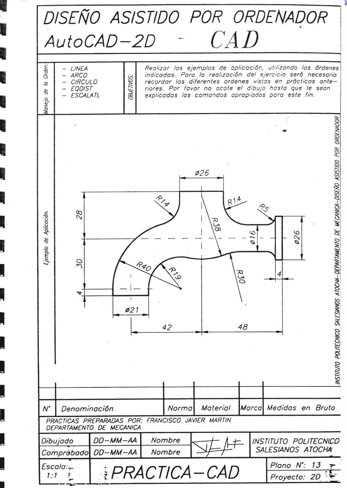 Ejercicios AutoCAD - Diseño Asistido por Ordenador diseñador CAD 2D