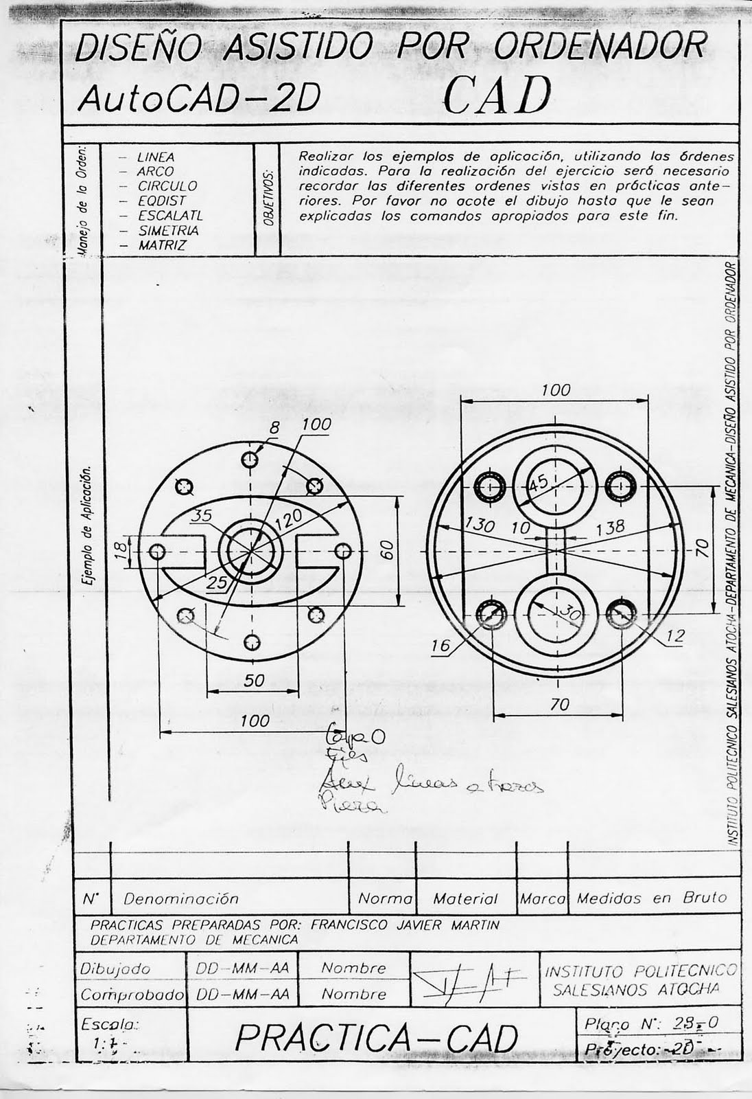 Ejercicios AutoCAD - Diseño Asistido por Ordenador diseñador CAD 2D