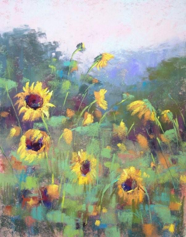 Painting My World: Sunflower Fields 11x14 pastel