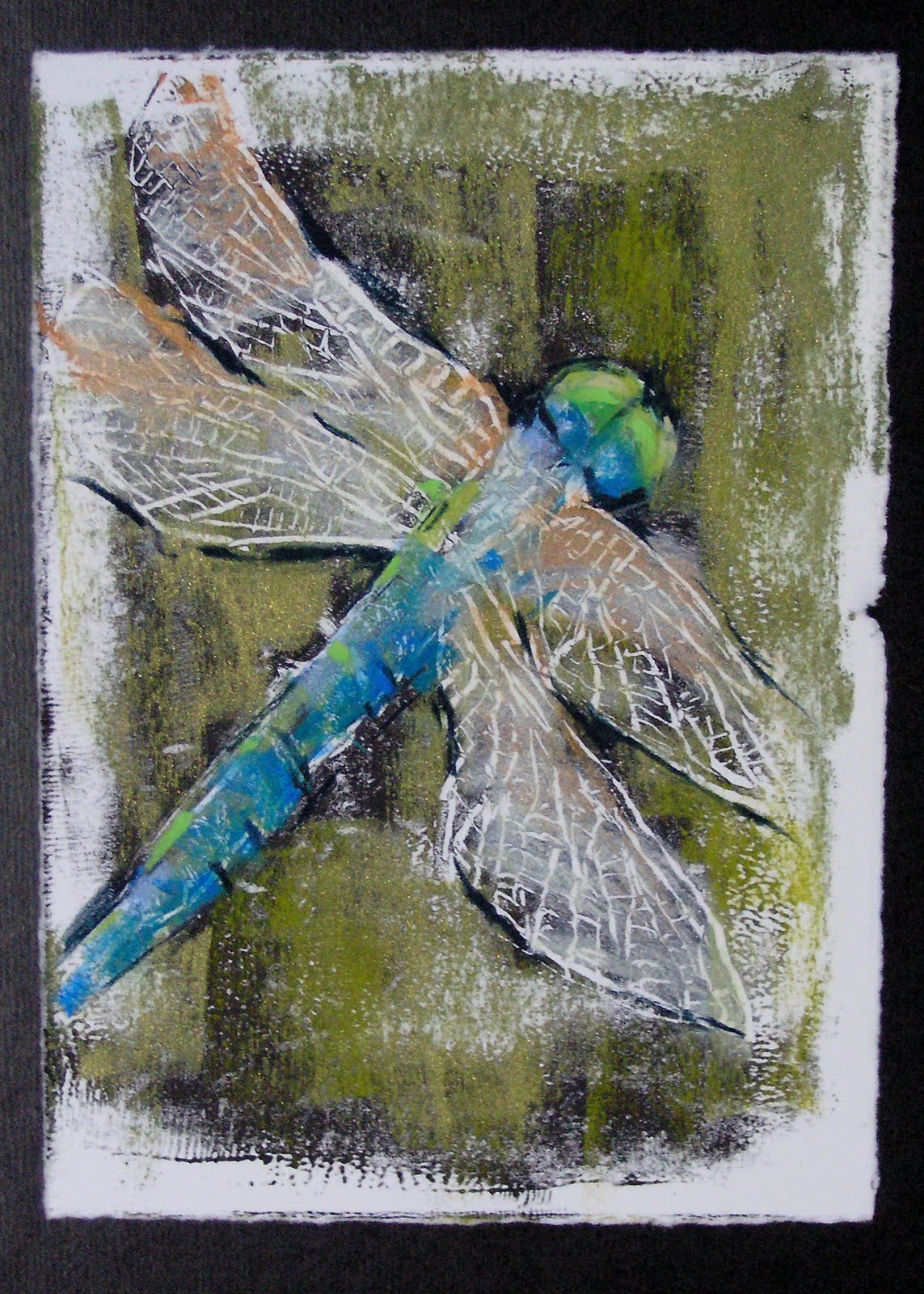Painting My World: Dragonfly Magic monotype with pastel SOLD