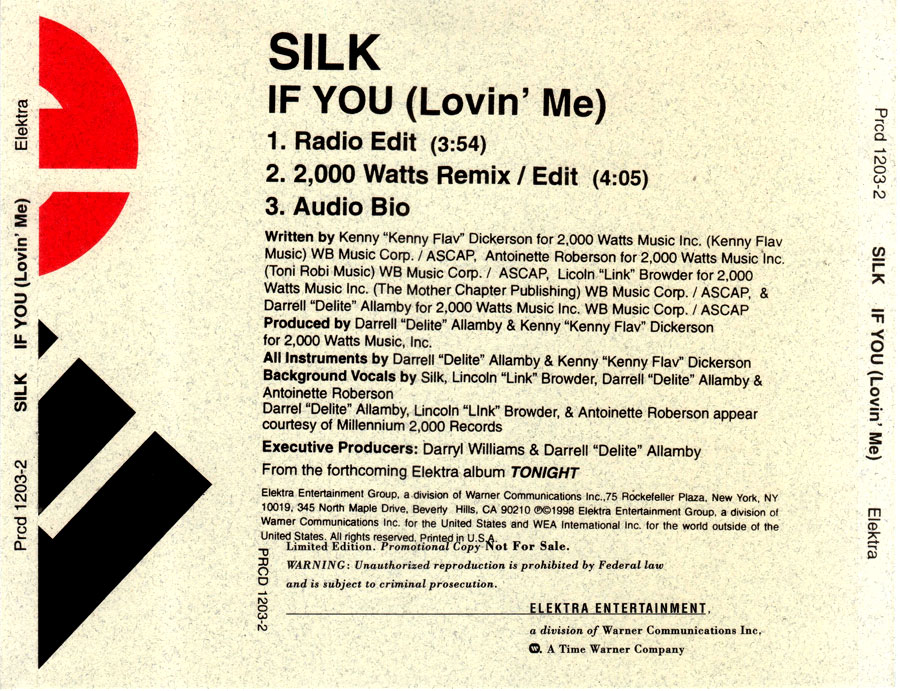 highest level of music: Silk - If You (Lovin' Me)-Promo-CDS-1998