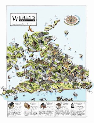 Katherine Baxter illustrator: JOHN WESLEY MAP..Map of the travels of ...