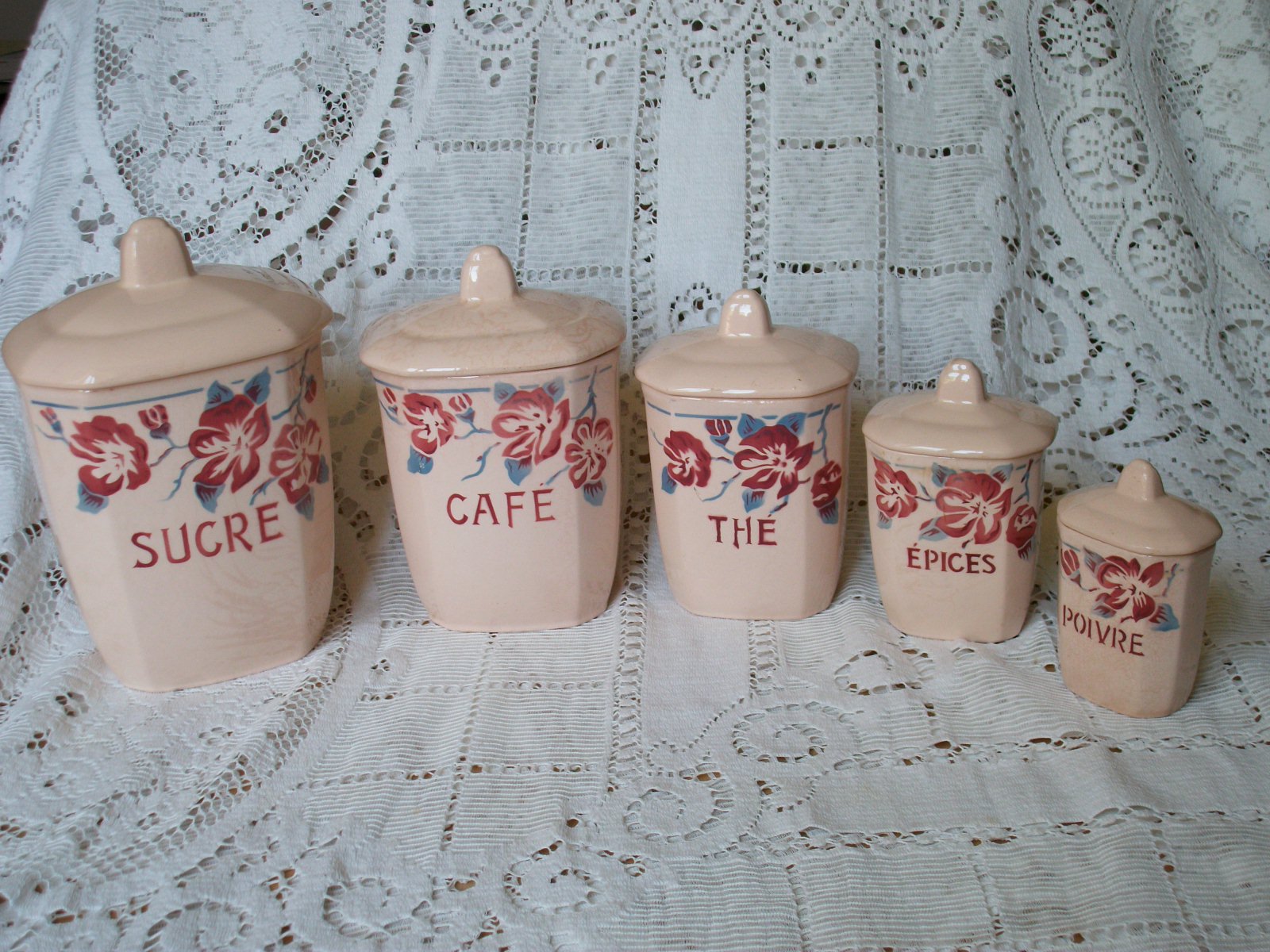 Vintage Maison: Nice 1920s kitchen storage pots - from France