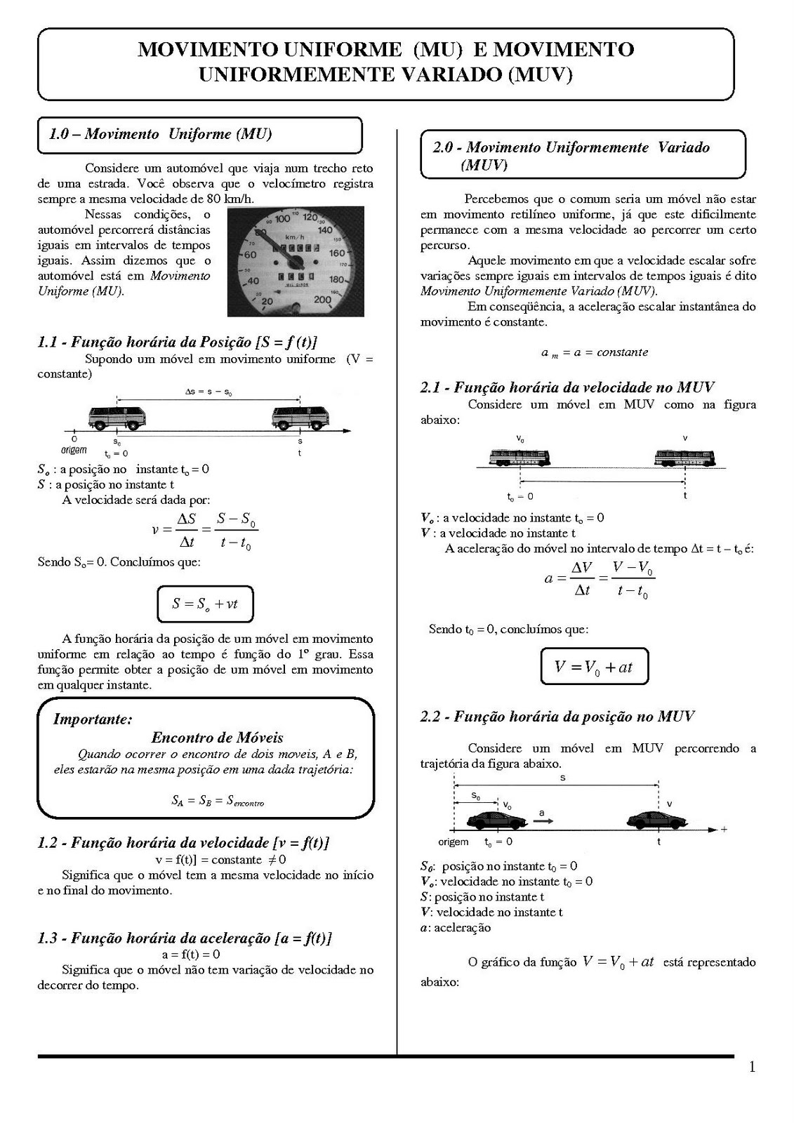 Professor Denilson Costa: MU e MUV Parte Teórica Parte 01