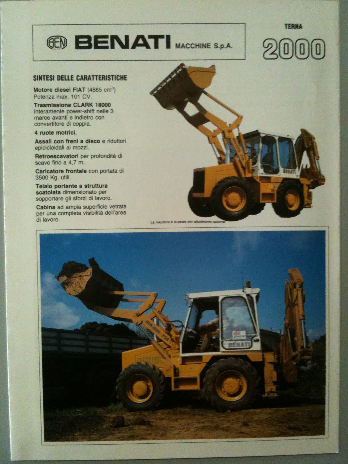 Earthmoving Machinery Sales Brochures: Benati Wheel Backhoe 2000 #011