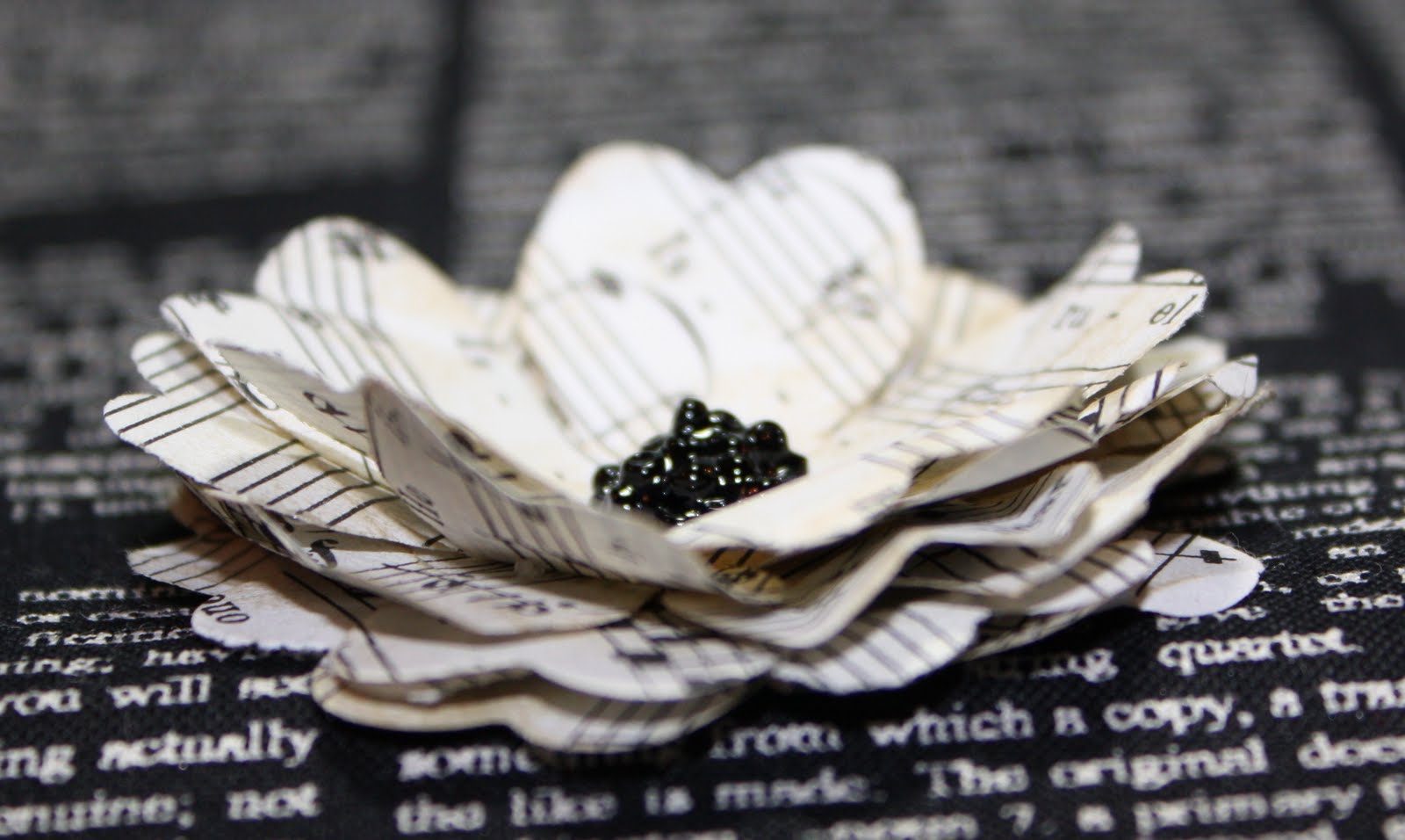 Isa Creative Musings: Music Paper Flowers with Bead Centers