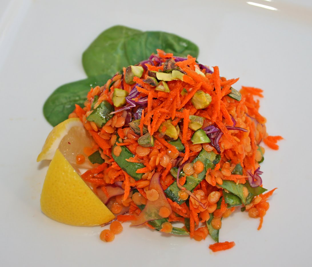 Om Chef : Om Carrot, Pink Lentil, and Pistachio, Mint Salad