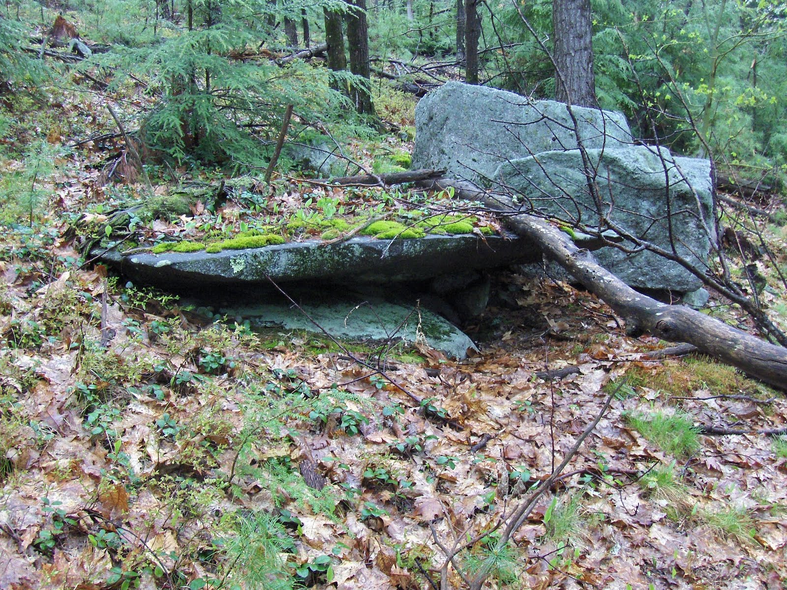 Rock Piles: Overhanging rock with smaller rocks placed under the overhang