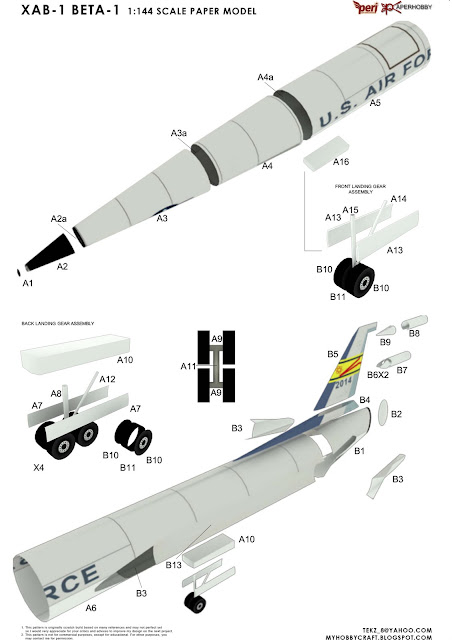 paperhobby: XAB-1 Beta-1 Atomic-Powered Bomber (1959) 1:144