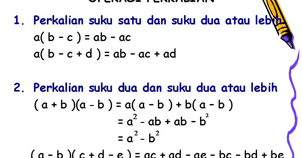 MATEMATIKA SMP : OPERASI PERKALIAN BENTUK ALJABAR