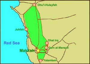 Makkah & Madina: Reference to Meeqaats (Miqat, Miqats) for Umrah and Hajj