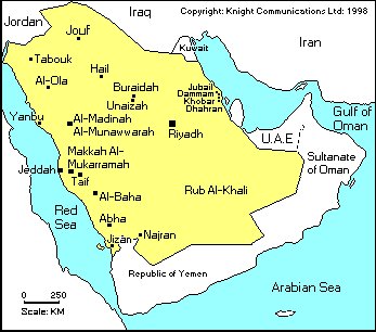 Makkah & Madina: Map of the Kingdom of Saudi Arabia