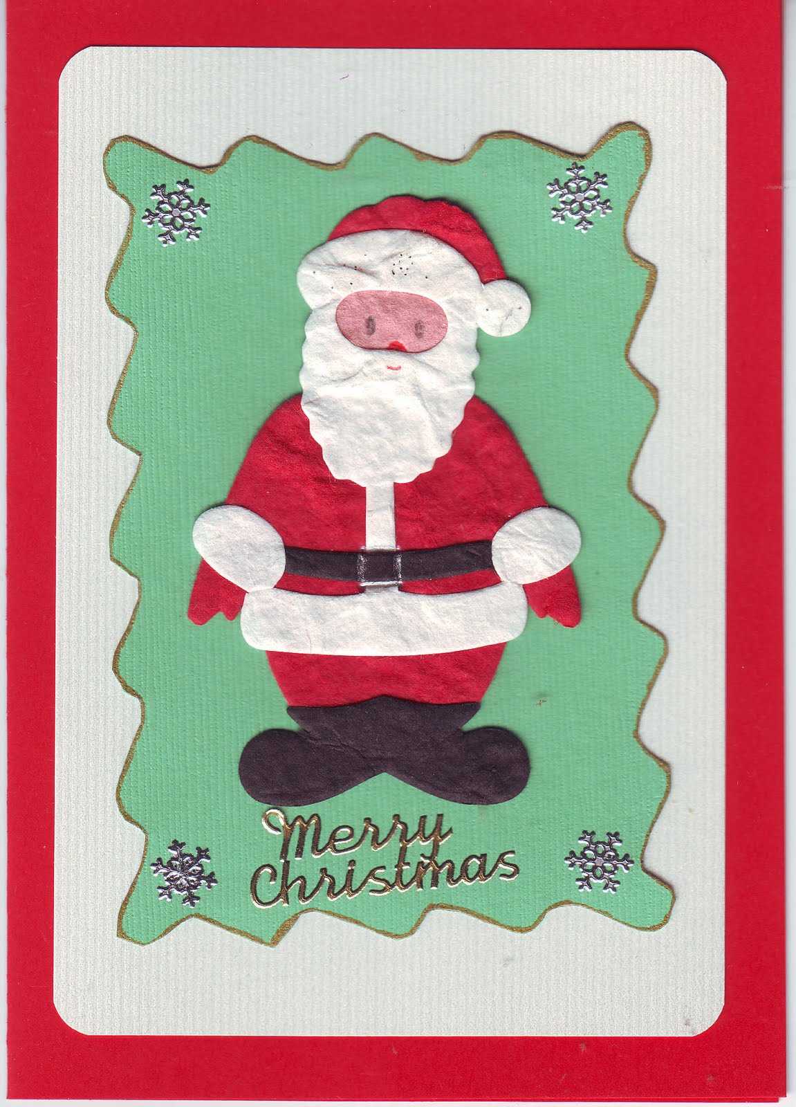 T J Turner: Christmas Cards made using Santa diecuts