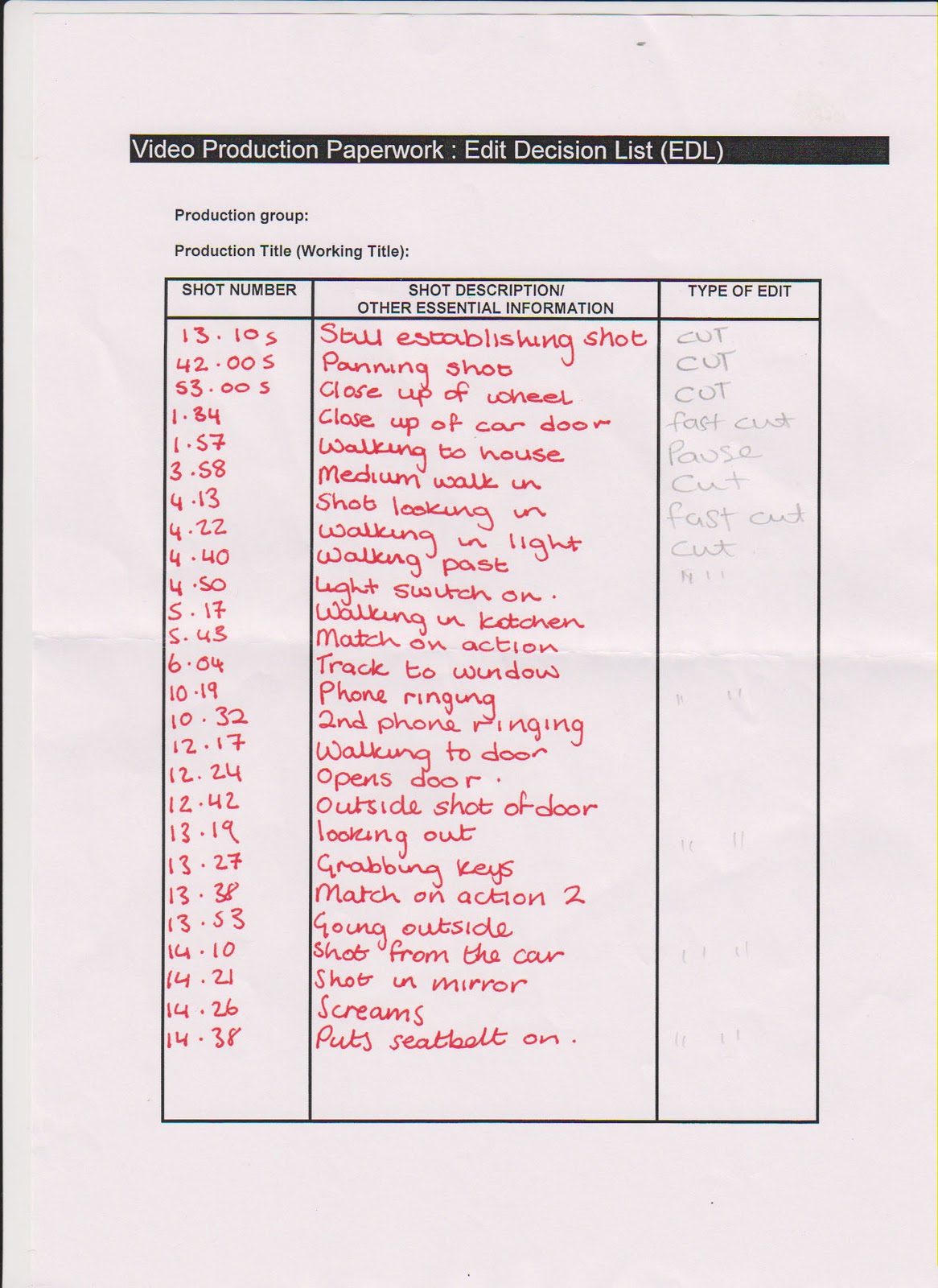 Media: Section 10: Video Log Sheets