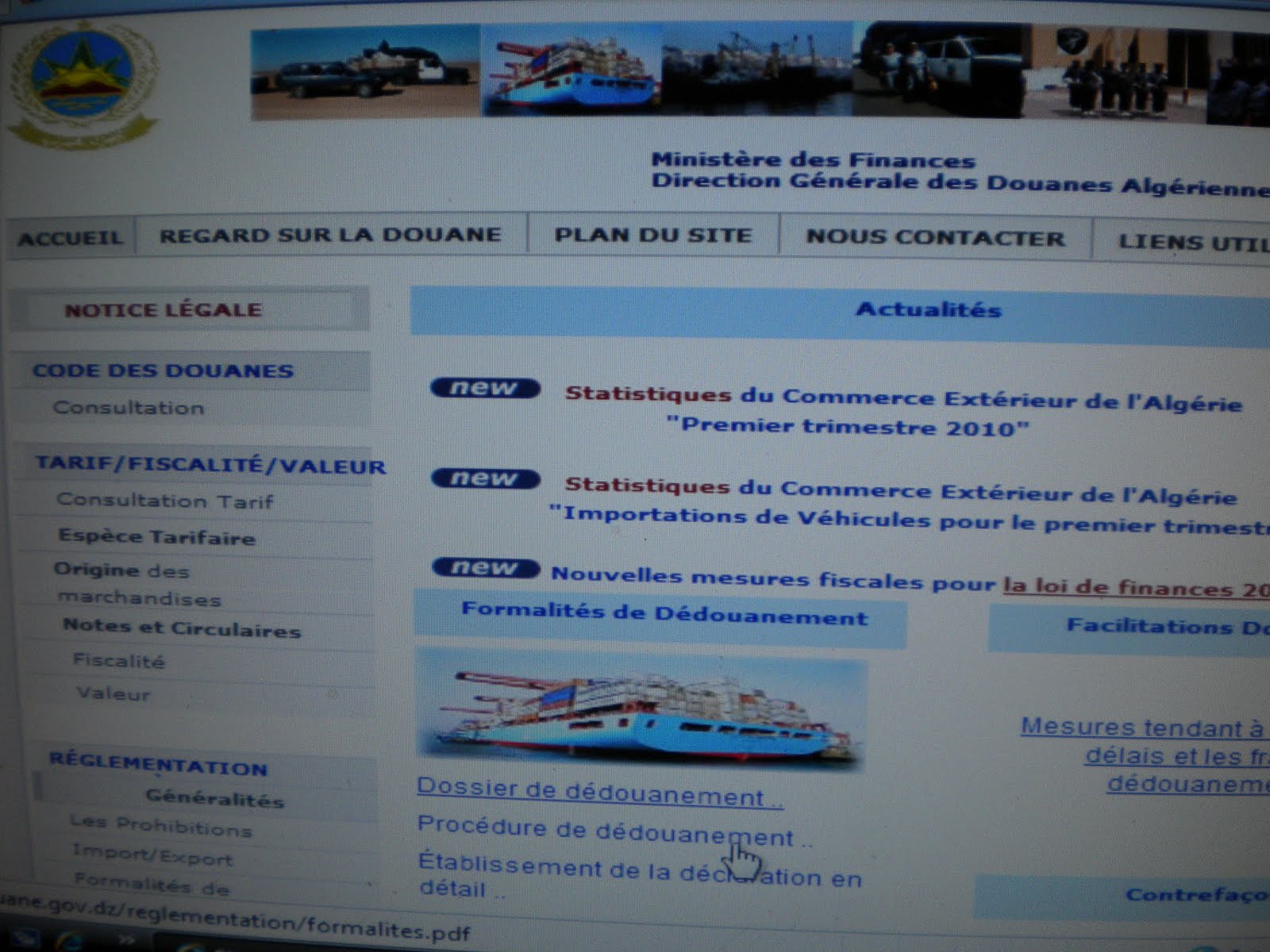 LIENS UTILES: DOUANES ALGERIENNES