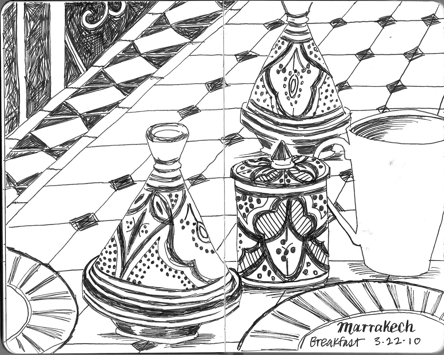 Spirit of Drawing: March 2010: Drawings from Marrakech, Morocco