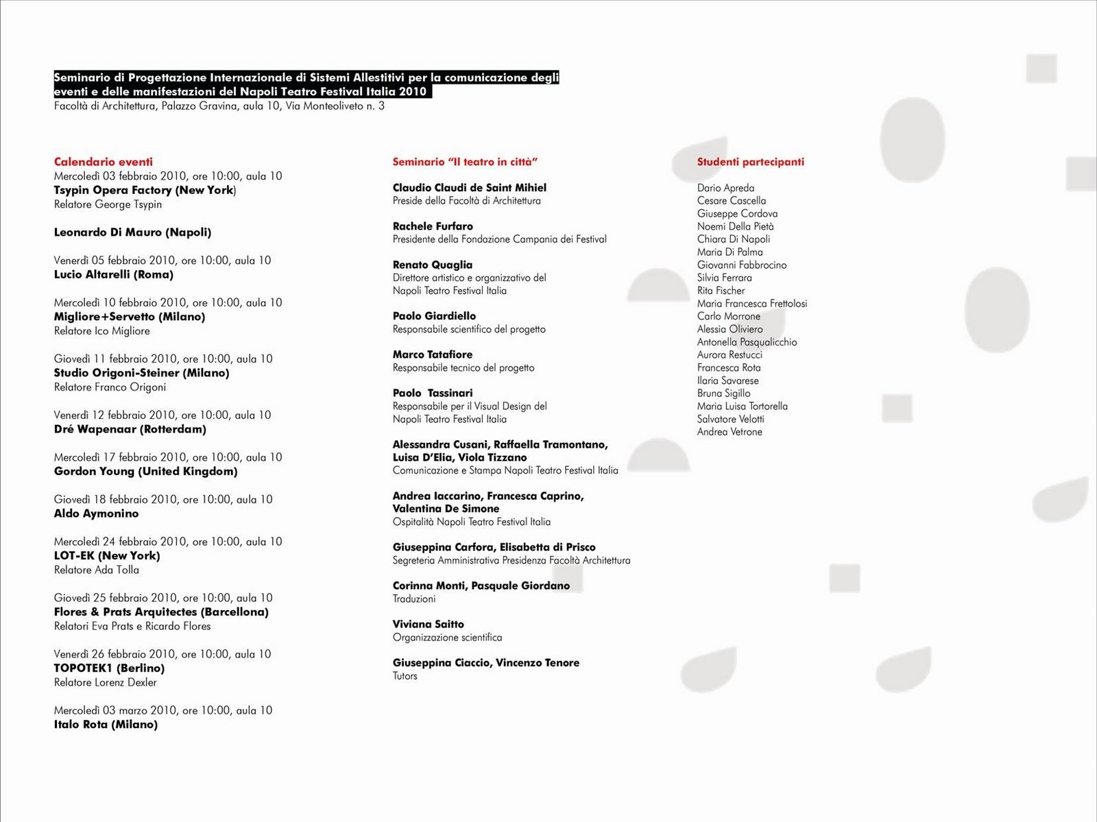 il teatro in città: Colophon