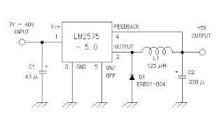 Power Supply Circuit: LM2575 Switching regulator 5V 1A