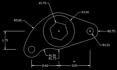 Kursus AutoCAD: Lukisan 2 - Rocker Arm