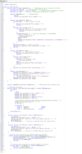 ESTRUCTURA DE DATOS: . . ** .. EJEMPLOS DE PILAS