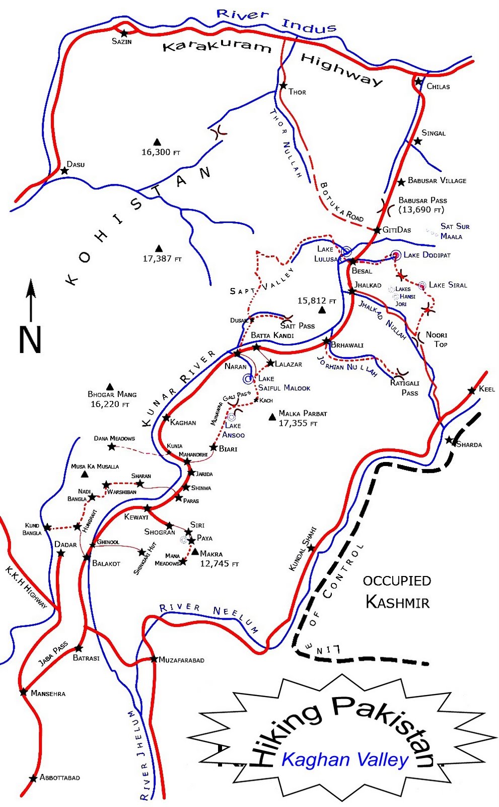 Hiking Pakistan: Kaghan Valley Map (Hiking Pakistan)