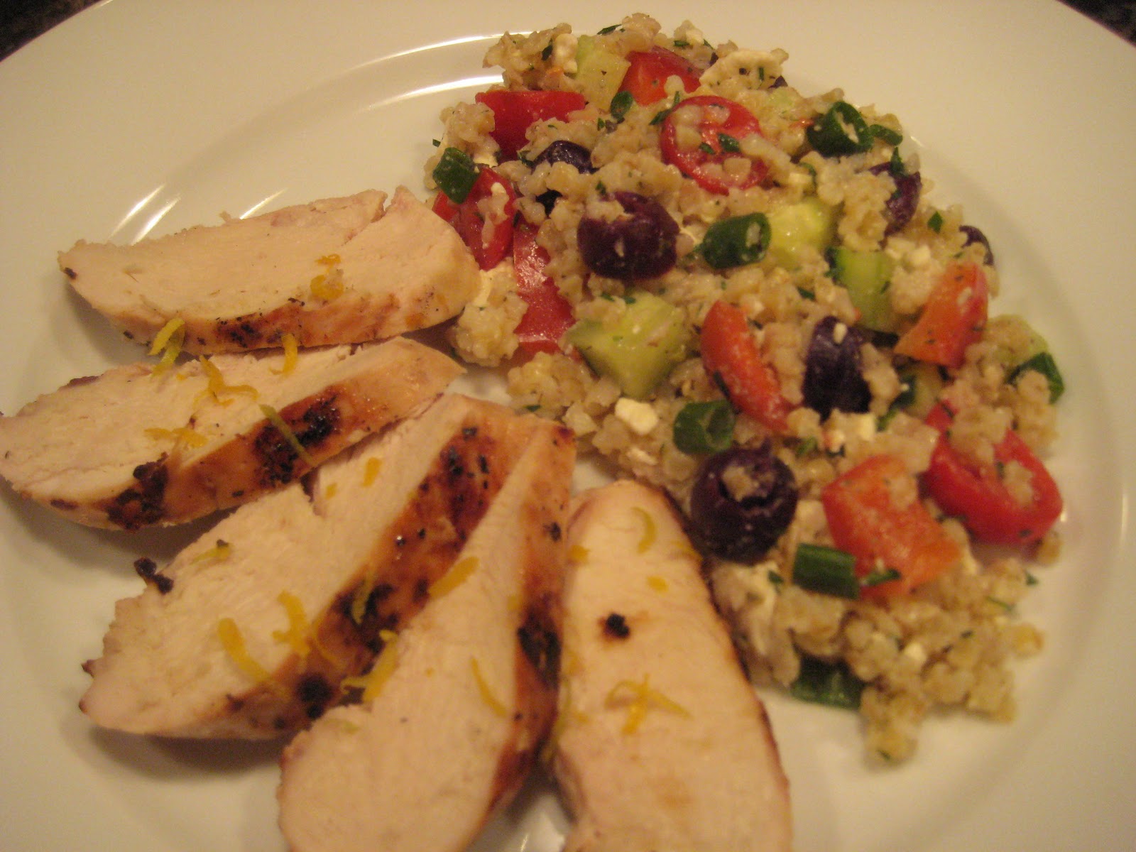 Dinner with the Welches: Grilled Chicken with Vegetable Bulgur Salad