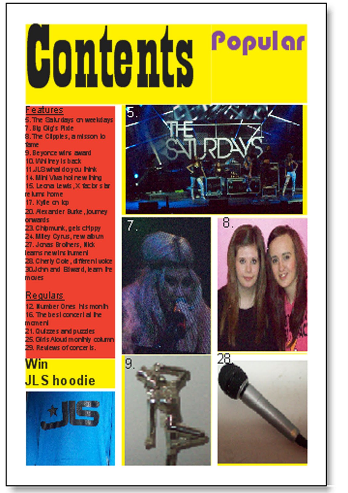 AS Roseanne Evans: My Music Magazine Contents Page