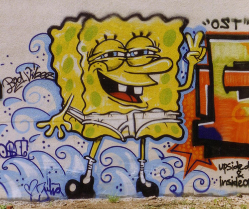 Best Graffiti World: Spongebob Squarepant On Graffiti Wall Design