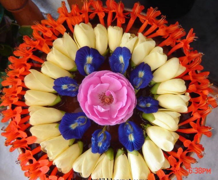 Flower Decoration / Flower Kolam / Poo Kolam - 7 ~ Kurinji Kathambam