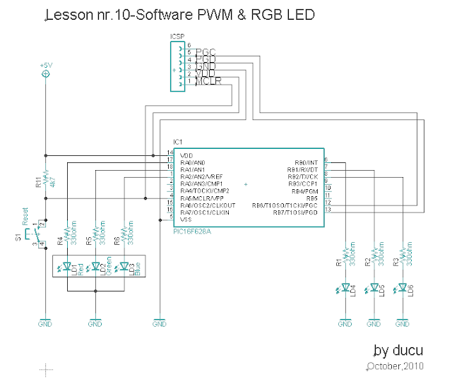 Electronic Experiments: Lesson nr.10-Software PWM & RGB LED