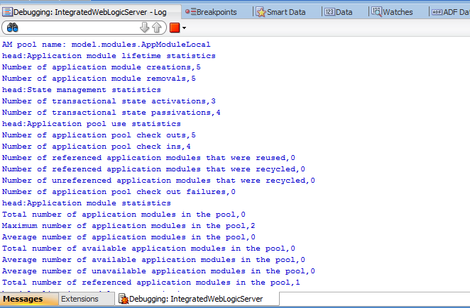 ADF Code Bits: Bit #24 - Displaying Application Module Pool Statistics