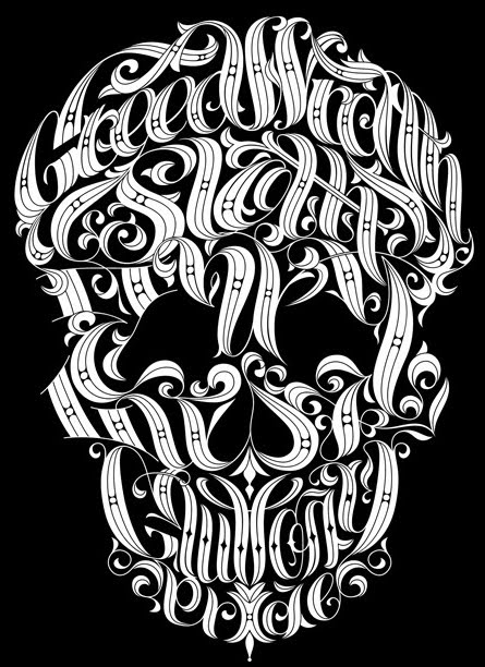 Content in a Cottage: Typography/Calligraphy Skull