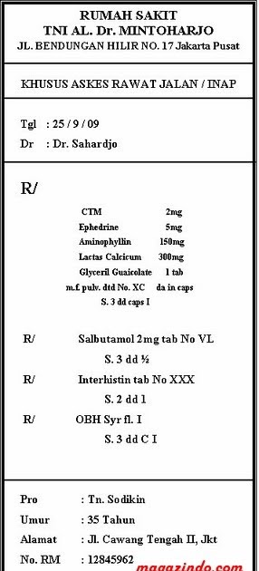 Sediaan farmasi: Cara Membaca Resep Dokter